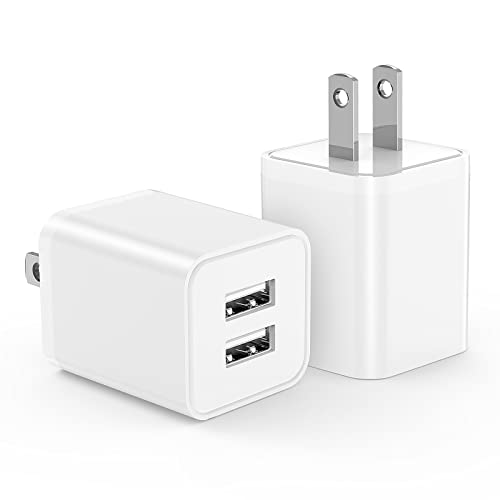 USB Charger 5v 2.4a,Cabepow [2Pack] Dual Port 12W USB Wall Plug,Charger Block Adapter Cube Replacement for iPhone Xs/XS Max/XR/X/8/7/6/Plus iPad Pro/Air/Mini, Galaxy9/8/7(ETL Certified)