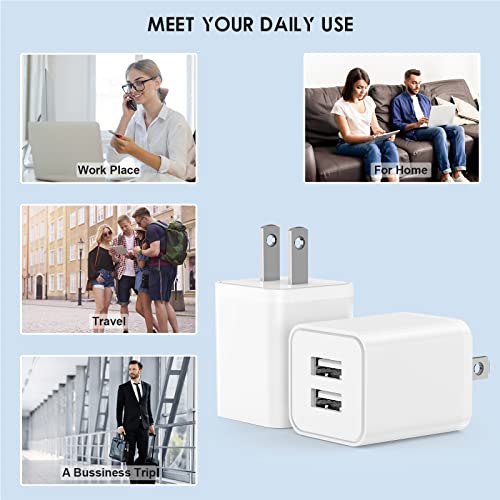 USB Charger 5v 2.4a,Cabepow [2Pack] Dual Port 12W USB Wall Plug,Charger Block Adapter Cube Replacement for iPhone Xs/XS Max/XR/X/8/7/6/Plus iPad Pro/Air/Mini, Galaxy9/8/7(ETL Certified)