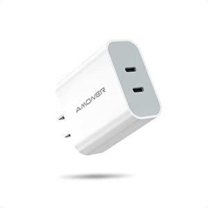 usb c charger, amoner 40w for iphone 13 fast charger, dual ports usb-c wall charger with pd 3.0 power delivery adapter for iphone 14/13/12/12 pro/12 pro max/12 mini/11,galaxy,pixel 4/3