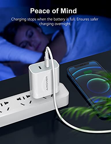 USB C Charger, Amoner 40W for iPhone 13 Fast Charger, Dual Ports USB-C Wall Charger with PD 3.0 Power Delivery Adapter for iPhone 14/13/12/12 Pro/12 Pro Max/12 Mini/11,Galaxy,Pixel 4/3