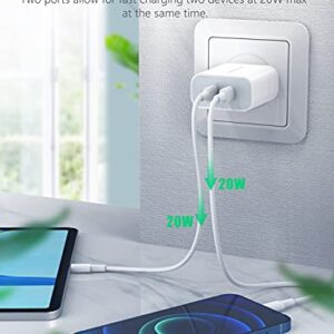 USB C Charger, Amoner 40W for iPhone 13 Fast Charger, Dual Ports USB-C Wall Charger with PD 3.0 Power Delivery Adapter for iPhone 14/13/12/12 Pro/12 Pro Max/12 Mini/11,Galaxy,Pixel 4/3