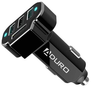 aduro 4 port car charger usb adapter, 12v fast car charger usb adapter power station 5.2a/26w output (black)