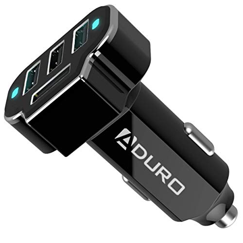 Aduro 4 Port Car Charger USB Adapter, 12V Fast Car Charger USB Adapter Power Station 5.2A/26W Output (Black)