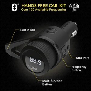 SCOSCHE BTFM5 Bluetooth Hands-Free Car Kit with Digital FM Transmitter and Dual 12W USB Charging Ports For Vehicles