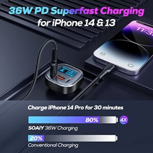 101W Superfast Car Charger USB C, [All Metal] 2PD + QC3.0 USB Car Cigarette Lighter USB Charger with OLED Display for MacBook, Laptop, iPhone 14/13/12, Samsung, Google Pixel All Smartphone