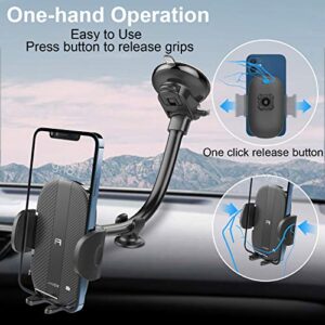 APPS2Car Cell Phone Holder for Car Phone Mount for Car Long Arm Dashboard Windshield Car Phone Holder Mount Strong Suction Cup Anti-Shake Stabilizer Phone Car Holder for All iPhone Android Smartphone