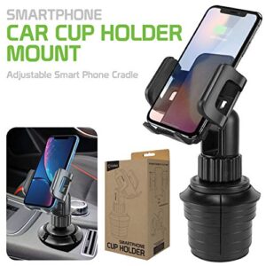 Cellet Car Cup Holder Phone Mount, Phone Holder Mount Cradle Universal Adjustable Compatible for All Smartphones Apple iPhone, Samsung Galaxy Note, LG, Moto Google Pixel