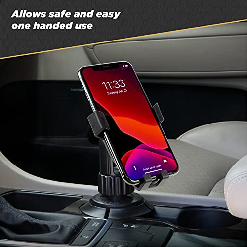 Scosche GHCUPM-SP1 GravityDrop Cup Phone Holder Mount with Phone Weight Triggered Adjustable Arms, Universal for Most Vehicle Cup Holders, Black