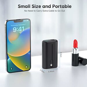 Portable Charger 10800mAh for iPhone,Small & Ultra-Compact 15W PD Fast Charging Power Bank ,LCD Display Battery Pack with Built-in-Cable Compatible with iPhone 14/14 Pro Max /13/12/X/XR/XS/8/7/6 etc