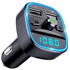 [Upgraded] COMSOON Bluetooth FM Transmitter for Car, Bluetooth Car Adapter MP3 Player FM Transmitter, Hands-Free Calling, Dual USB Ports (5V/2.4A & 1A), LED Screen, Support SD/TF Card USB Flash Drive