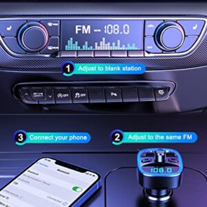 [Upgraded] COMSOON Bluetooth FM Transmitter for Car, Bluetooth Car Adapter MP3 Player FM Transmitter, Hands-Free Calling, Dual USB Ports (5V/2.4A & 1A), LED Screen, Support SD/TF Card USB Flash Drive