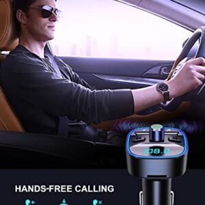 [Upgraded] COMSOON Bluetooth FM Transmitter for Car, Bluetooth Car Adapter MP3 Player FM Transmitter, Hands-Free Calling, Dual USB Ports (5V/2.4A & 1A), LED Screen, Support SD/TF Card USB Flash Drive