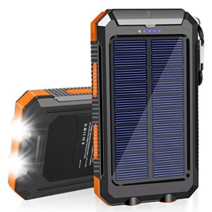 suscell solar charger,20000mah solar power bank,waterproof portable charger with dual 5v usb port/led flashlight compatible with all smartphone external battery pack perfect for outdoor/camping/trip