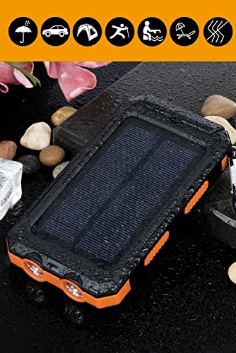 Suscell Solar Charger,20000mAh Solar Power Bank,Waterproof Portable Charger with Dual 5V USB Port/LED Flashlight Compatible with All Smartphone External Battery Pack Perfect for Outdoor/Camping/Trip