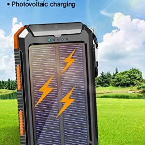 Suscell Solar Charger,20000mAh Solar Power Bank,Waterproof Portable Charger with Dual 5V USB Port/LED Flashlight Compatible with All Smartphone External Battery Pack Perfect for Outdoor/Camping/Trip