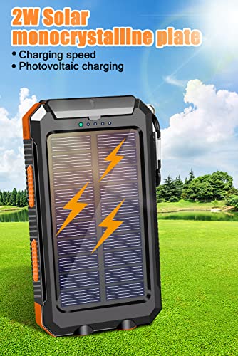 Suscell Solar Charger,20000mAh Solar Power Bank,Waterproof Portable Charger with Dual 5V USB Port/LED Flashlight Compatible with All Smartphone External Battery Pack Perfect for Outdoor/Camping/Trip