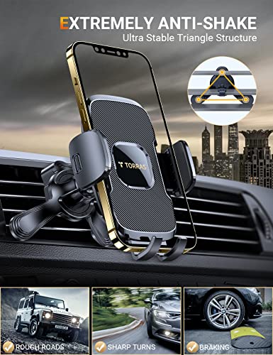 TORRAS Phone Holder for Car [Vertical & Circle Friendly] Universal Stable Car Phone Mount Air Vent Sturdy Hook Automobile Cradle Fits for iPhone 14 13 12 11 pro max Samsung S22 S21 Ultra Smartphone