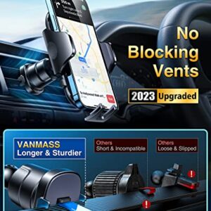 VANMASS TOP Car Phone Holder [Military-Grade Suction & Vent Clip] Cell Phone Mount for Car Dashboard Windshield Vent, Truck Automobile Cradles Dash Stand Bracket for iPhone 14 Pro Max 13 12 11 Android