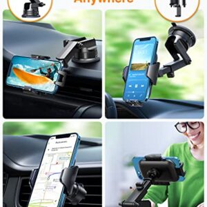 VANMASS TOP Car Phone Holder [Military-Grade Suction & Vent Clip] Cell Phone Mount for Car Dashboard Windshield Vent, Truck Automobile Cradles Dash Stand Bracket for iPhone 14 Pro Max 13 12 11 Android