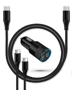 super fast car charger for samsung galaxy, 3pack 60w dual-port usb-c car charger cigarette lighter adapter + 2pcs pd typec to c cable for galaxy s23 s22 s21 s20 s10 s9 a32 a51 a71 note 20 10 usbc cord