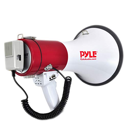 Pyle Portable Megaphone Speaker PA Bullhorn-Built-in Siren, 50W Adjustable Volume Control &1200 Yard Range-Ideal for Any Outdoor Sports,Cheerleading Fans & Coaches or for Safety Drills - PMP52BT