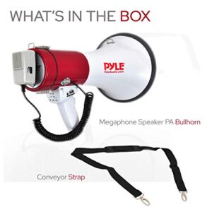 Pyle Portable Megaphone Speaker PA Bullhorn-Built-in Siren, 50W Adjustable Volume Control &1200 Yard Range-Ideal for Any Outdoor Sports,Cheerleading Fans & Coaches or for Safety Drills - PMP52BT