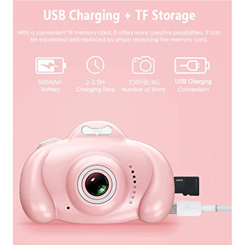 LKYBOA Child Camera -Kids Digital Camera for Girls Age 3-10, Toddler Cameras Mini Cartoon Rechargeable Video Camera with Screen and (Color : Pink)