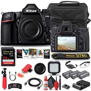 nikon d780 dslr camera (body only) (1618) + 64gb memory card + case + corel photo software + 2 x enel 15 battery + led light + hdmi cable + cleaning set + tripod + more (international model) (renewed)