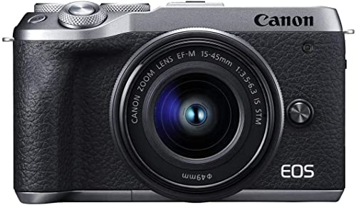 Canon EOS M6 Mark II Mirrorless Camera for Vlogging + 15-45mm Lens, CMOS, APS-C Sensor, Dual Pixel CMOS Auto Focus, Wi-Fi,Bluetooth and 4K Video