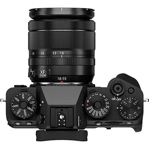 Fujifilm X-T5 Mirrorless Digital Camera with XF 18-55mm f/2.8-4 R LM OIS Lens Bundle, Includes: SanDisk 128GB Extreme PRO SDXC Memory Card, Spare Fujifilm NP-W235 Battery + More (7 Items) (Black)