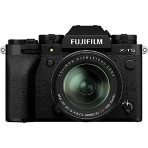 Fujifilm X-T5 Mirrorless Digital Camera with XF 18-55mm f/2.8-4 R LM OIS Lens Bundle, Includes: SanDisk 128GB Extreme PRO SDXC Memory Card, Spare Fujifilm NP-W235 Battery + More (7 Items) (Black)