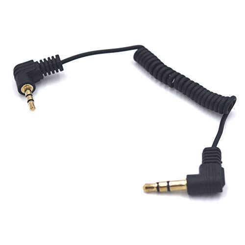 Kework 2-Pack 11.8 inch Mini Coiled 3.5mm to 2.5mm Audio Cable, 90 Degree 1/8" 3.5mm TRS Jack Male to 2.5mm TRS Jack Male Stereo Audio Aux Coiled Cord (3.5mm to 2.5mm)