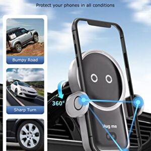 BENBOAR Car Wireless Charger Holder, [Hug me] Astronaut Car Phone Holder Mount, 15W Charging Smart Sensor Auto-Clamping Phone Mount for Car Air Vent for iPhone Samsung Google LG etc Smartphone, Silver