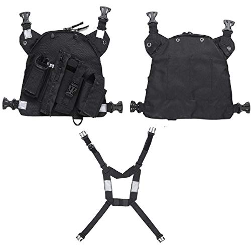 ABBREE Chest Harness Front Pack Pouch Holster Vest Rig for Baofeng UV-5R BF-F8HP UV-82 TYT Ham Two Way Radio (Rescue Essentials) (Reflective Black)