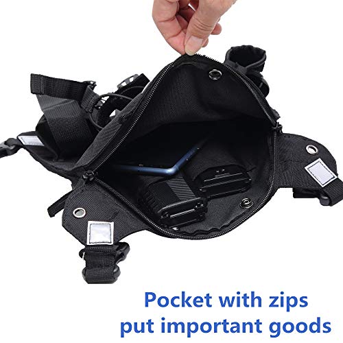 ABBREE Chest Harness Front Pack Pouch Holster Vest Rig for Baofeng UV-5R BF-F8HP UV-82 TYT Ham Two Way Radio (Rescue Essentials) (Reflective Black)