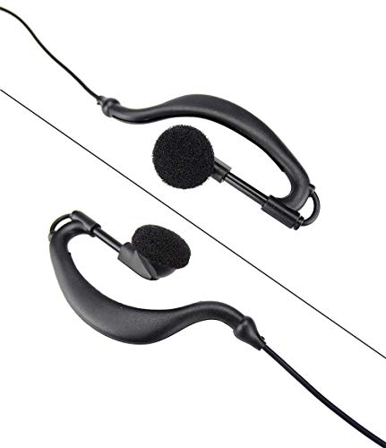 abcGoodefg 1 Pin 2.5mm Walkie Talkie Earpiece Headset with Mic PTT, G Shape Two Way Radio Earpiece Compatible with Motorola Radios Cobra Talkabout MH230R MH230TPR MR350R MS350R MT350R (2 Pack)