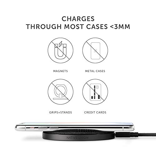 Native Union Drop - High Speed Wireless Charger [Qi Certified] 10W Non-Slip Fast Wireless Charging Pad - Compatible with iPhone 12/12 Pro/12 Pro Max/12 mini/11/11 Pro/11 Pro Max (Slate)