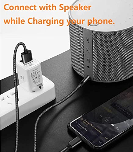 [Apple MFi Certified] Charging Audio Cable for iPhone,2 in 1 Lightning to 3.5mm Nylon Braided Aux Cord Works with Car Stereo Speaker Headphone Car Charger Compatible with iPhone13/ 12/11/XS/XR/8/7/SE