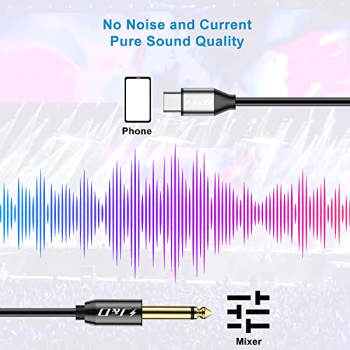 J&D USB-C to 6.35mm 1/4 inch TS Audio Cable, Gold Plated USB Type C to 6.35mm 1/4 inch Male TS Mono Interconnect PVC Shelled Aux Adapter Cable, 6.5 Feet