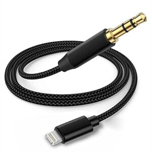 enbiawit lightning to 3.5mm aux stereo audio cable, nylon aux cord adapter for car compatible with iphone 14/13/12/11/xs/xr/x/8/7/ipad to speaker/home stereo/headphone,support all ios