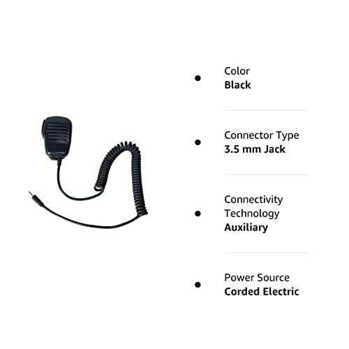 Caroo Cobra Handheld Speaker Mic, 1 Pin 2.5mm Shoulder Microphone with Reinforced Cable for Cobra Talkabout Walkie Talkie Two Way Radio Accessories, 3.5mm Audio Jack, Black