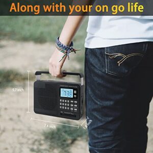 AM FM Portable Radio-PANASEN Rechargeable Radio Portable AM/FM SW Flashlight 21 Band Shortwave Radios Large LCD Screen USB Speaker MP3 Player Walkman Support TF Card Desk Radio & Office Radio