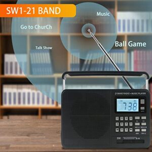 AM FM Portable Radio-PANASEN Rechargeable Radio Portable AM/FM SW Flashlight 21 Band Shortwave Radios Large LCD Screen USB Speaker MP3 Player Walkman Support TF Card Desk Radio & Office Radio