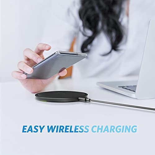 EarFun 15W Wireless Charger, Qi-Certified 15W Max Fast Wireless Charging Pad Compatible with iPhone 13/13 mini/13Pro Max/12/11 Pro Max, Samsung Galaxy S10/S10E/Note 10, AirPods Pro (No AC Adapter)