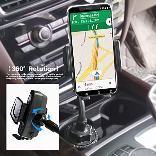 2-in-1 Cup Holder Phone Mount,Cup Holder Cradle for Cell Phone Universal Adjustable Gooseneck Cup Phone Holder,Cup Holder Phone Holder,No Shaking & Stable & Adjustable Pole,Fit for All 4"-7" Phones