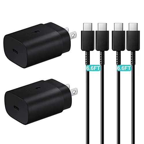 Samsung USB C Charger, 2-Pack 25W Super Type C Fast Charging with 6.6FT C to C Charger Cable for Samsung Galaxy S23/S23 Ultra/S23+/S22/S22 Ultra/S22+/S21/S21+/S21 Ultra/S20/S20+/S20 Ultra/Note 20