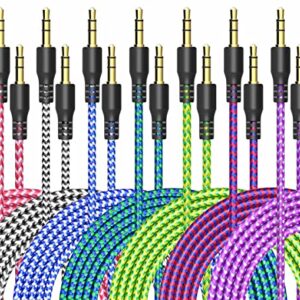 UMECORE AUX Cord for Car, 7 Pack 3.5mm Auxiliary Audio Cable, Stereo AUX Cable with Flexible Nylon Braided Cords for Car iPad iPhone Samsung Galaxy Google Pixel Tablet PC Headphone Speaker Mic