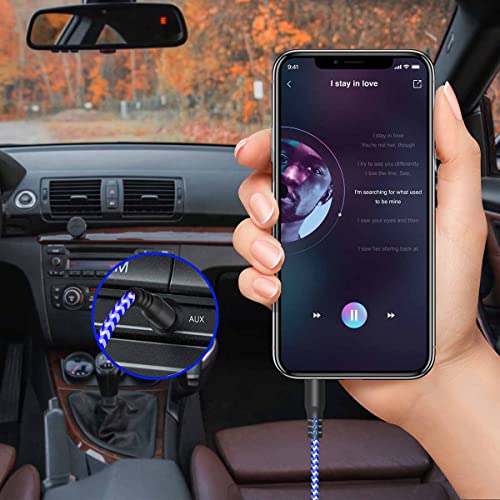 UMECORE AUX Cord for Car, 7 Pack 3.5mm Auxiliary Audio Cable, Stereo AUX Cable with Flexible Nylon Braided Cords for Car iPad iPhone Samsung Galaxy Google Pixel Tablet PC Headphone Speaker Mic