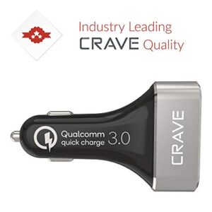 Crave CarHub 54W 4 Port USB Car Charger, Qualcomm Quick Charge 3.0 - Black