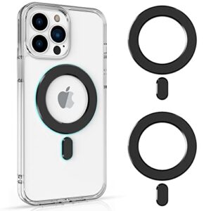 magnetic universal rings with sticker, 2 pcs magsafe sticker magnet conversion rings for magsafe accessories & wireless charger compatible with iphone 14/13/12/11 pro max, samsung galaxy s22, (black)